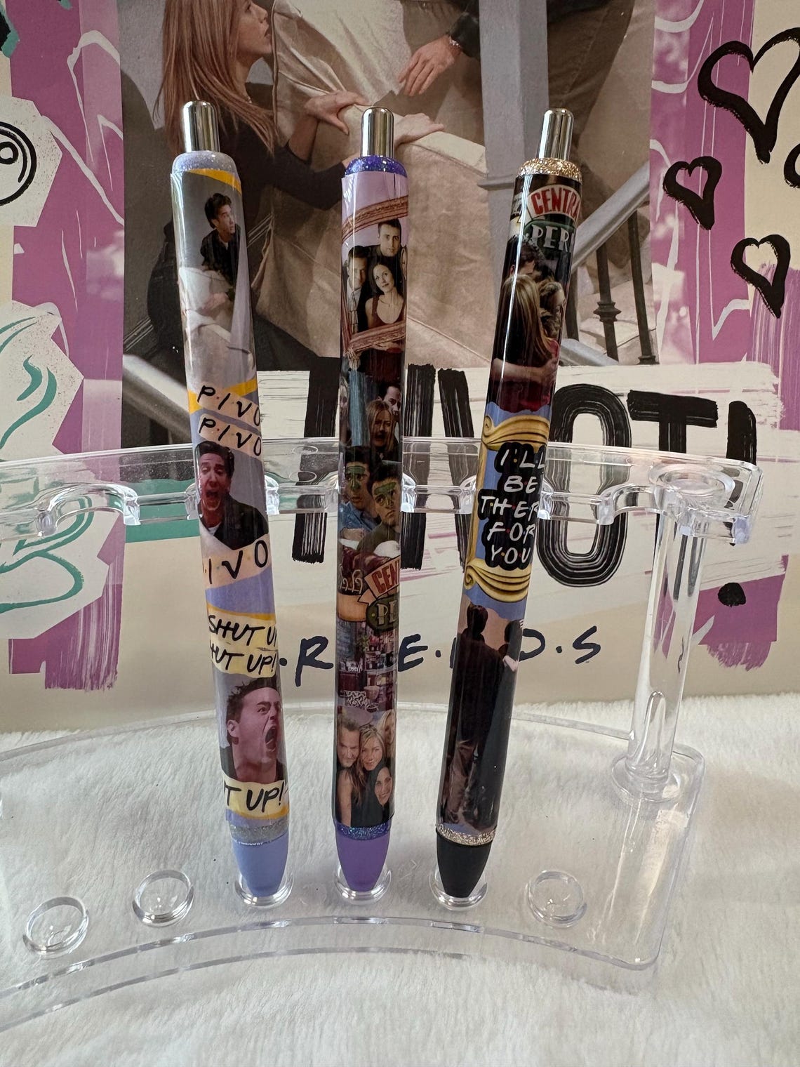 Favorite TV Show Collage UV Resin Pens L FRIENDS W/gems | Retractable ...