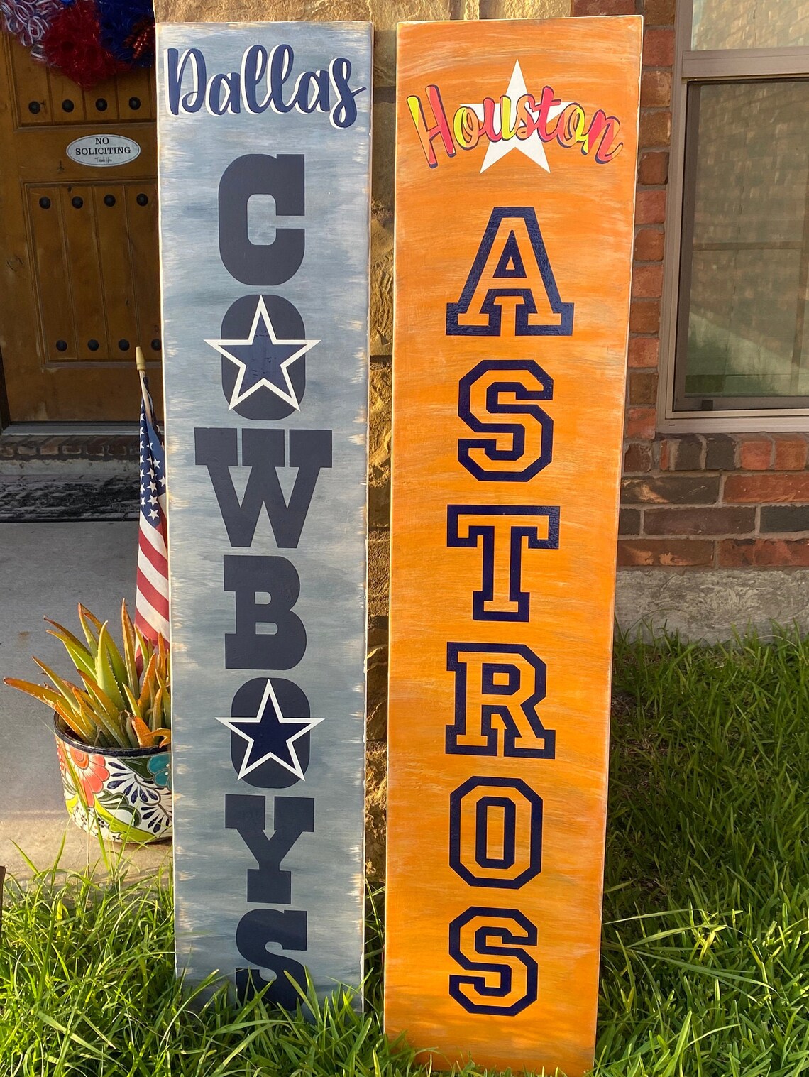Two-sided Sports Team Porch Sign, Dallas Cowboys, Houston Astros - Etsy