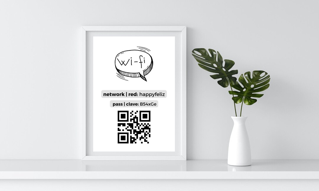 Wifi Sign, Wifi Password Sign, Wifi Sign QR Code, Wifi QR Code, Office ...