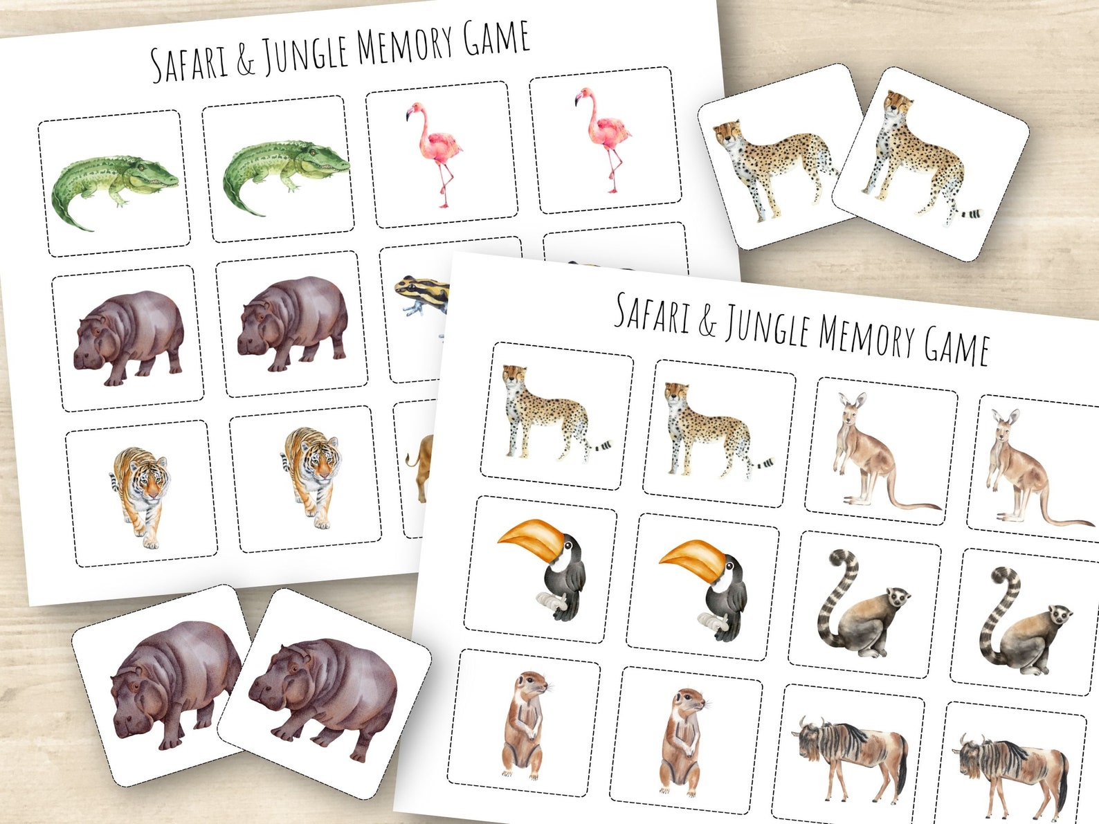 Animal Printable Memory Game | Pre-school Printable Game | Homeschool ...