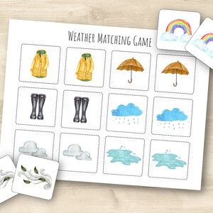 Weather Printable Memory Game | Pre-school Printable Game | Homeschool ...
