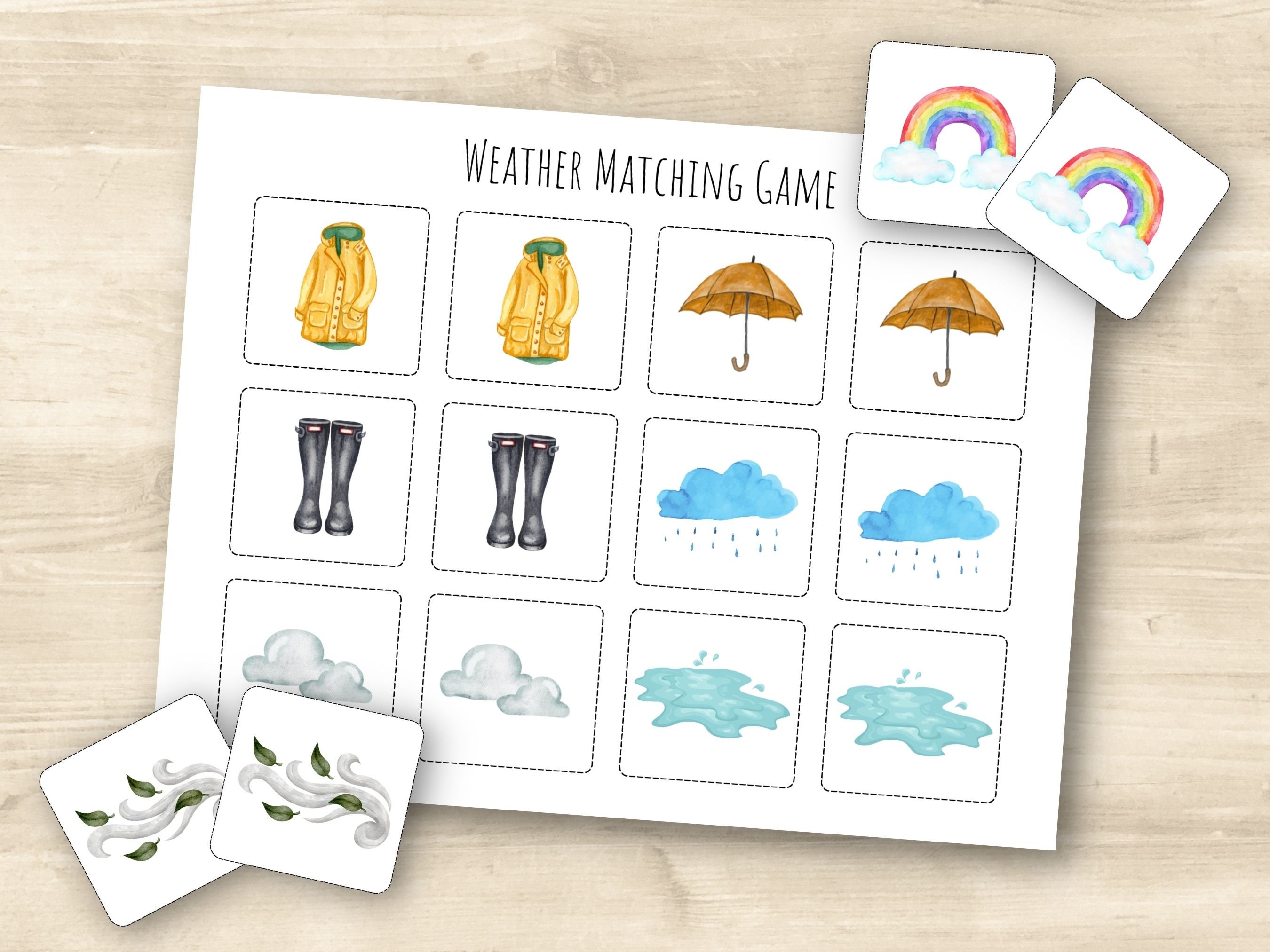 Weather Printable Memory Game | Pre-school Printable Game | Homeschool ...