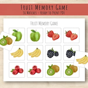 Fruit Printable Memory Game | Pre-school Printable | Homeschool ...