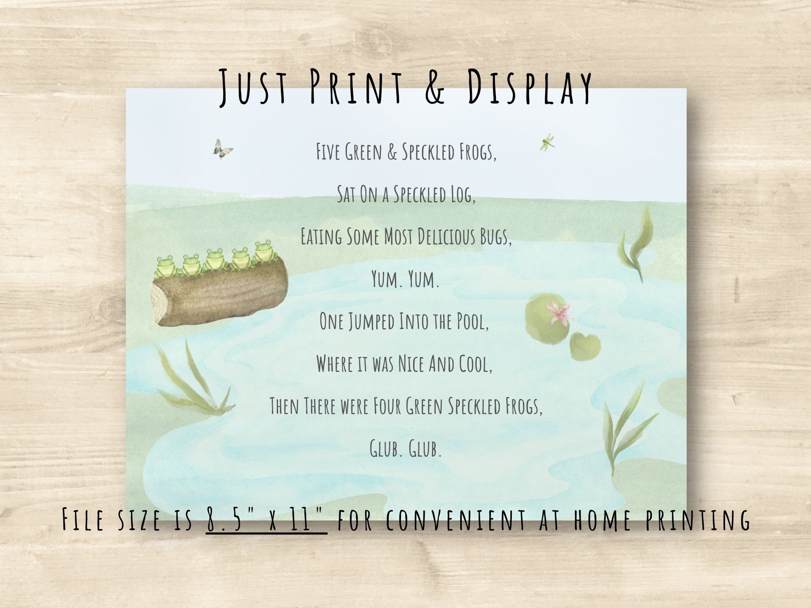 Five Green and Speckled Frogs Printable Poster | Pre-school Printable ...