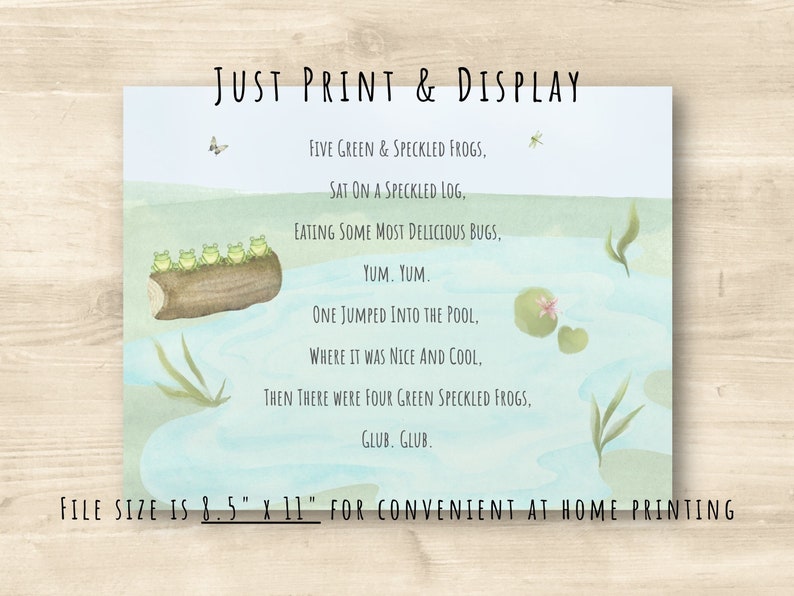 Five Green and Speckled Frogs Printable Poster | Pre-school Printable ...