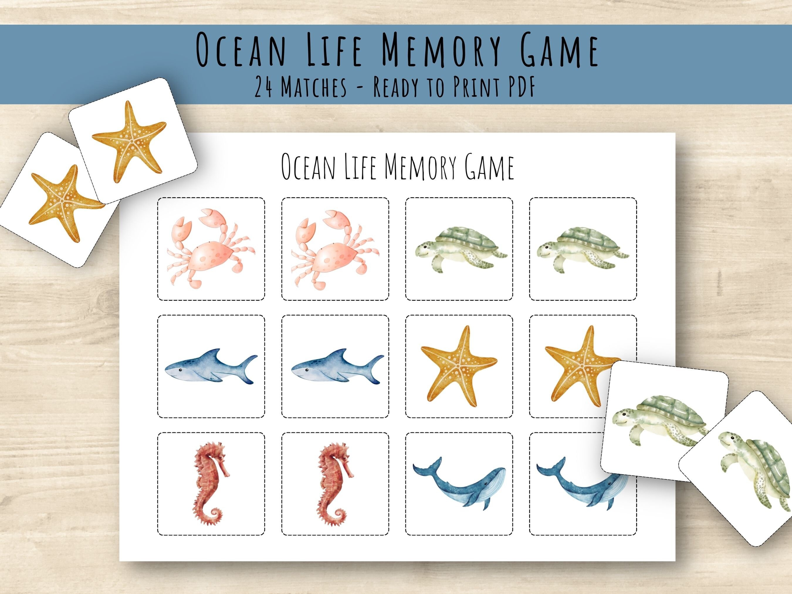 Ocean Printable Memory Game | Pre-school Printable Game | Homeschool ...