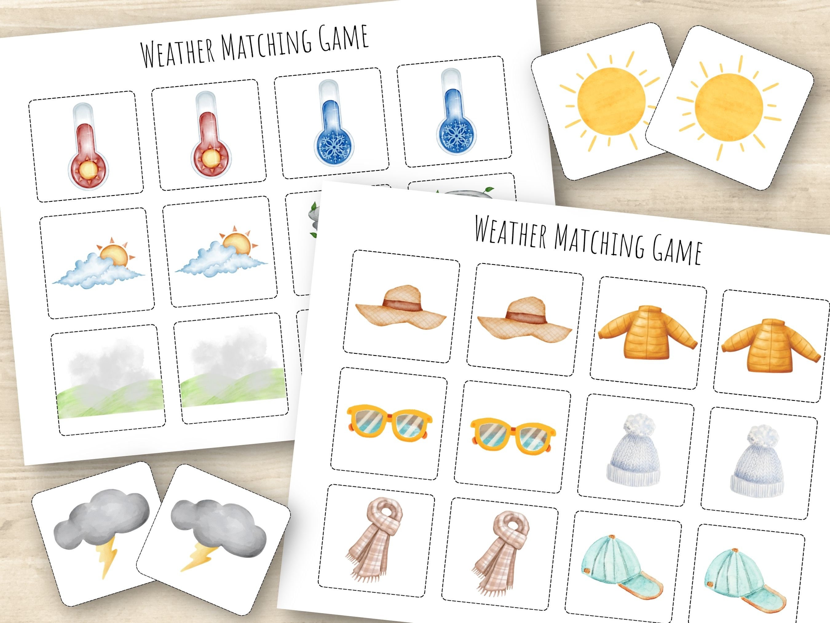 Weather Printable Memory Game | Pre-school Printable Game | Homeschool ...