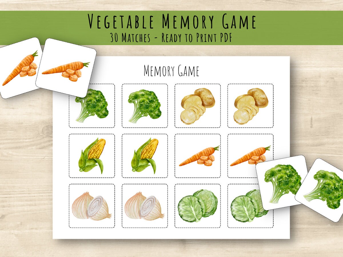 Vegetable Printable Memory Game | Pre-school Printable | Homeschool ...