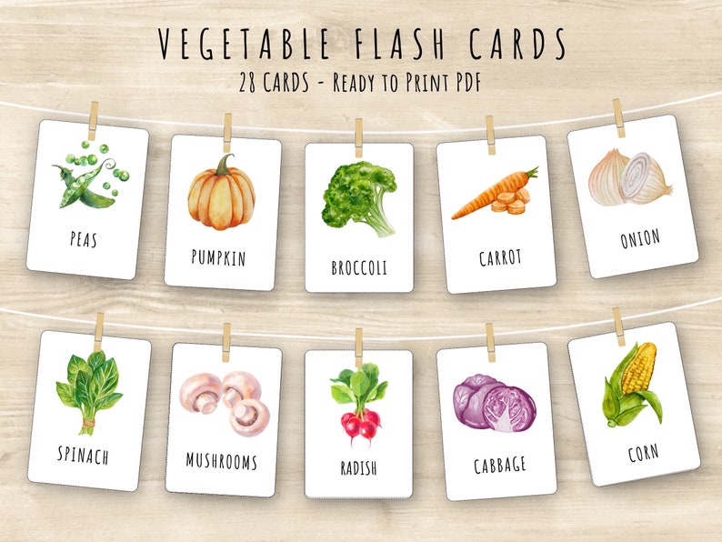 Vegetable Flash Cards Printable | Pre-school Printables | Homeschool ...