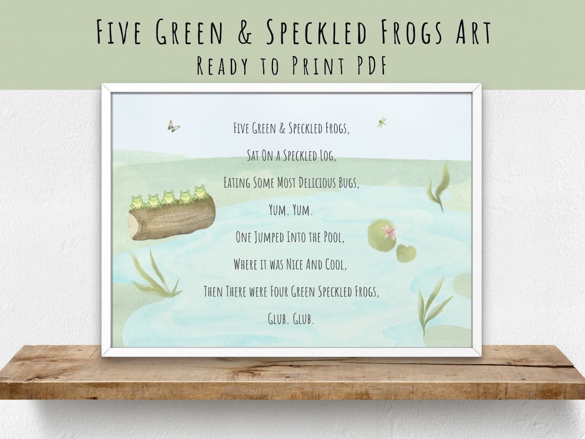 Five Green and Speckled Frogs Printable Poster | Pre-school Printable ...