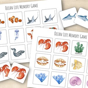 Ocean Printable Memory Game | Pre-school Printable Game | Homeschool ...