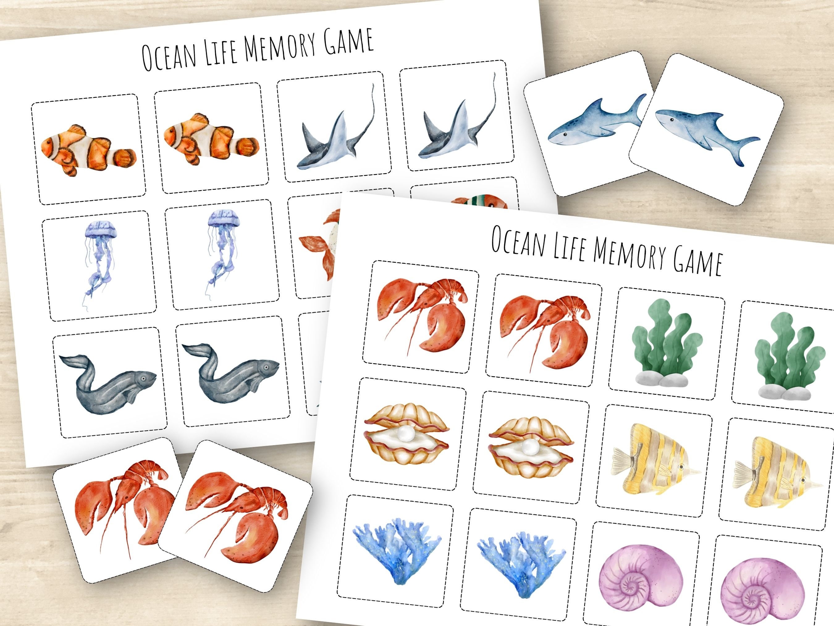 Ocean Printable Memory Game | Pre-school Printable Game | Homeschool ...