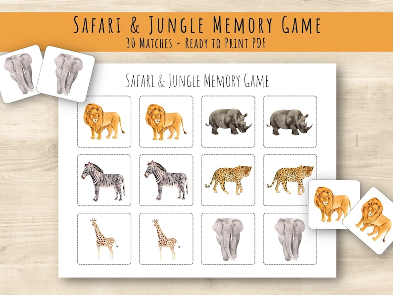 Animal Printable Memory Game | Pre-school Printable Game | Homeschool ...