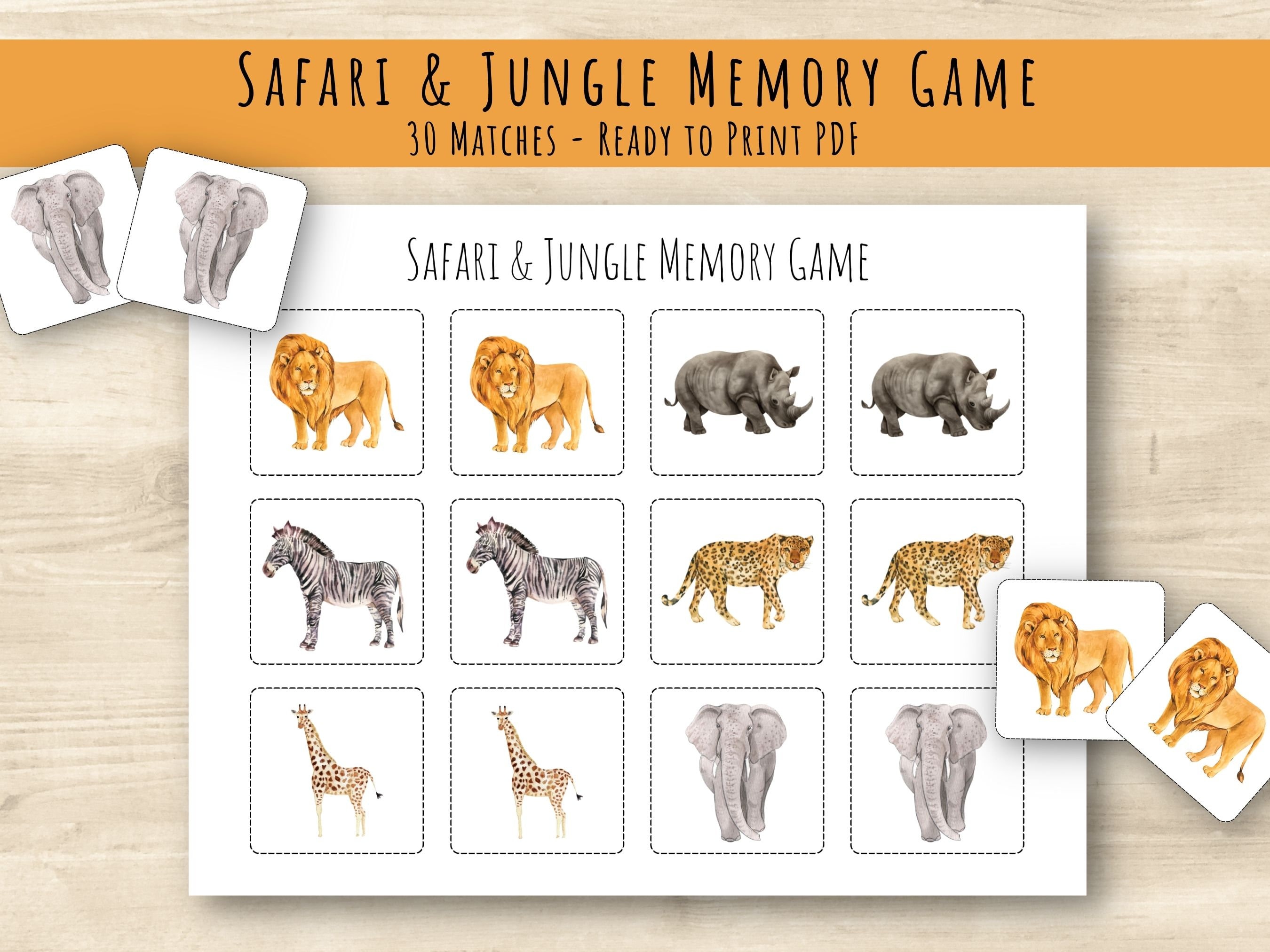 Animal Printable Memory Game | Pre-school Printable Game | Homeschool ...