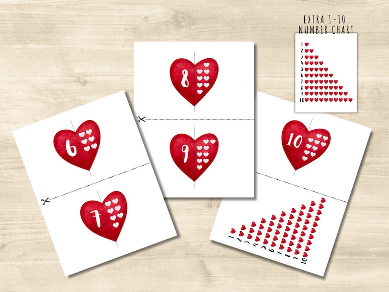 Heart Printable Number Matching | Printable Valentine Activity | Number ...
