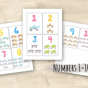 Monster Truck Number and Counting Flash Cards | Monster Truck Activity ...