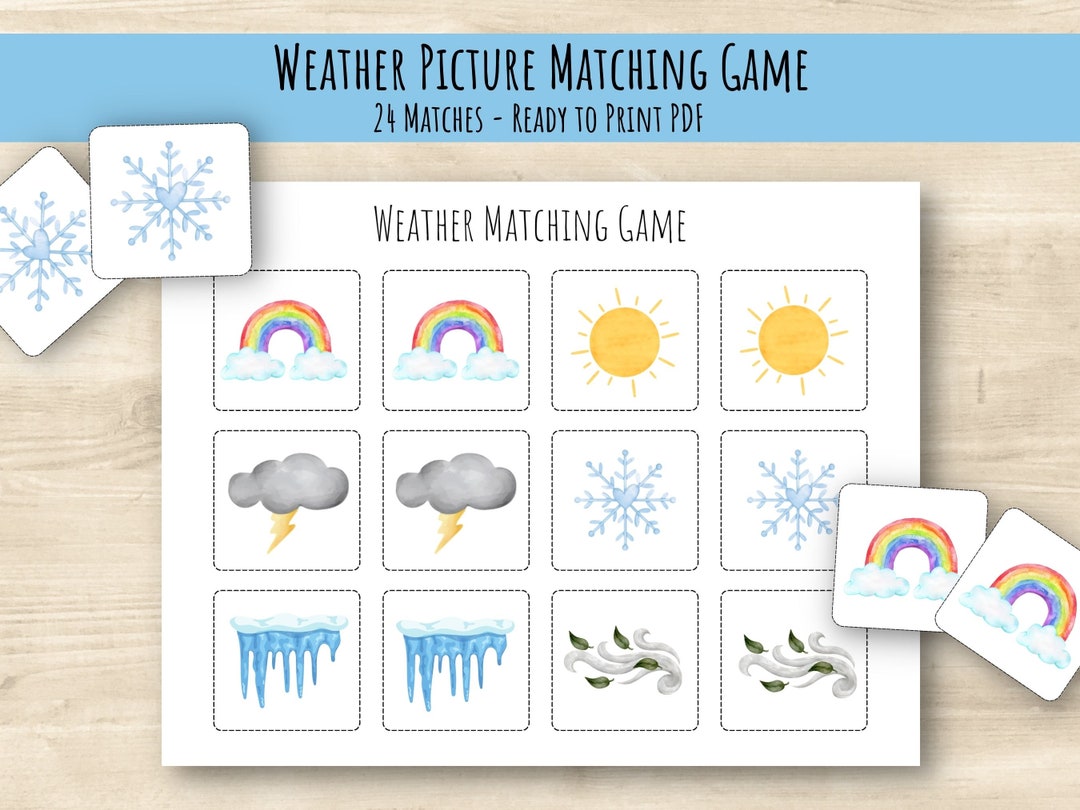 Weather Printable Memory Game | Pre-school Printable Game | Homeschool ...