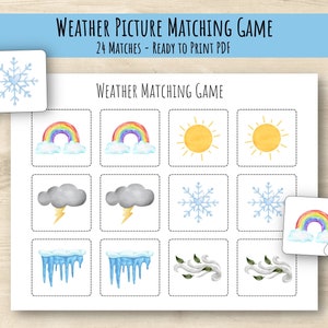 Weather Printable Memory Game | Pre-school Printable Game | Homeschool ...