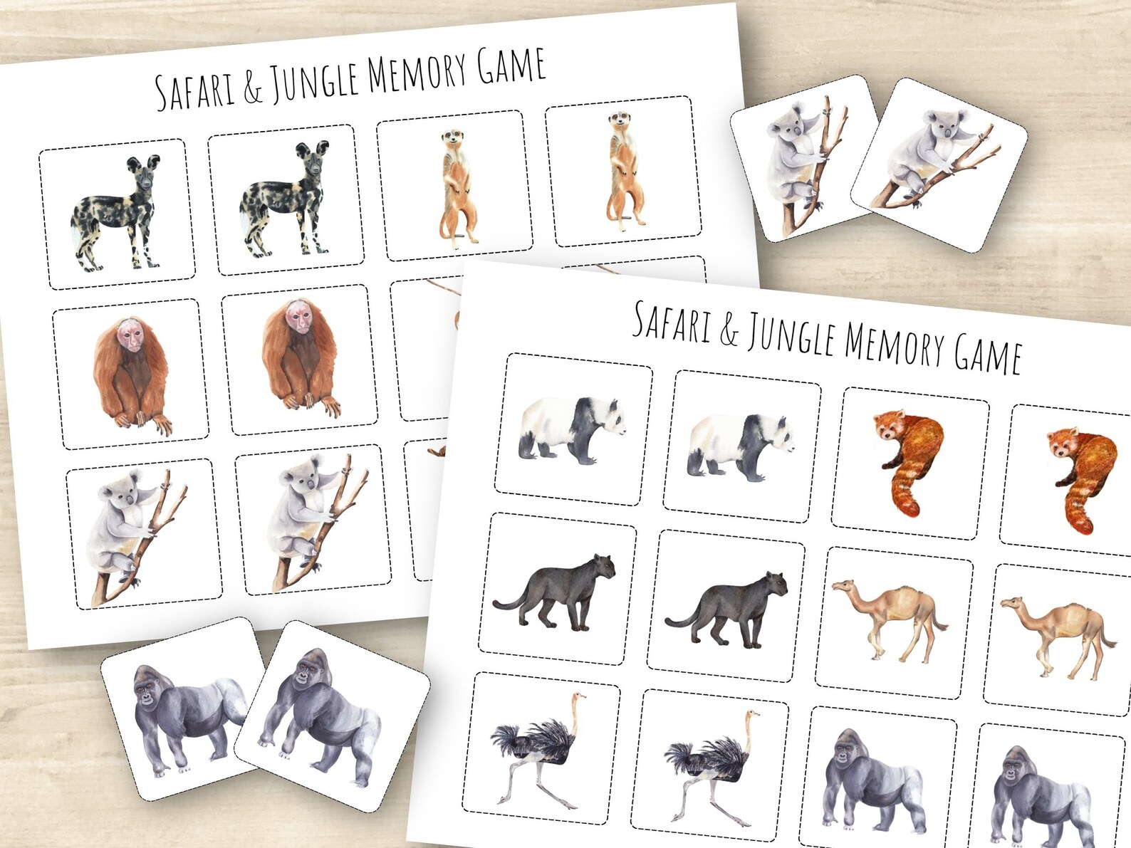 Animal Printable Memory Game | Pre-school Printable Game | Homeschool ...
