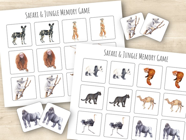 Animal Printable Memory Game | Pre-school Printable Game | Homeschool ...