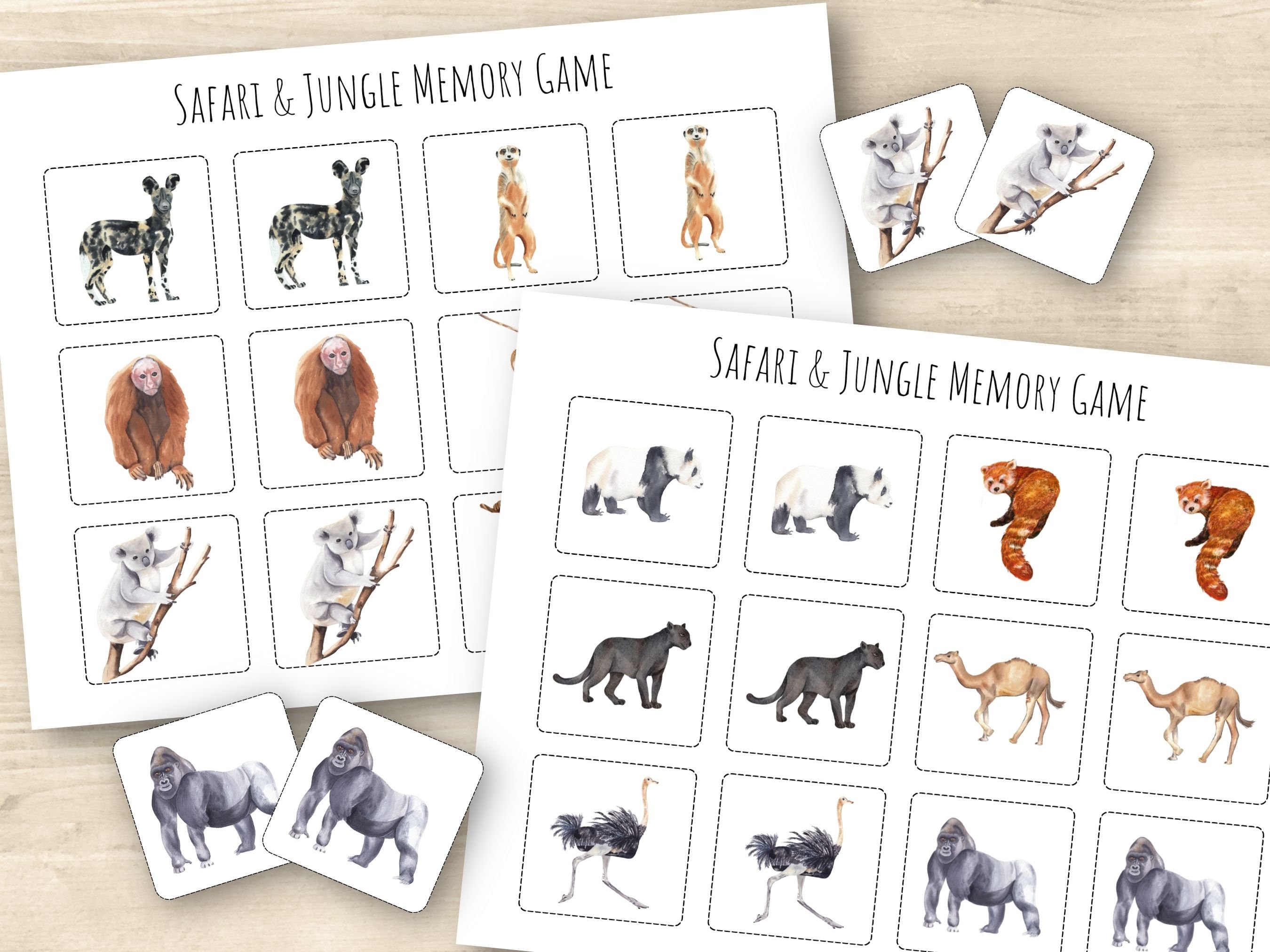 Animal Printable Memory Game | Pre-school Printable Game | Homeschool ...