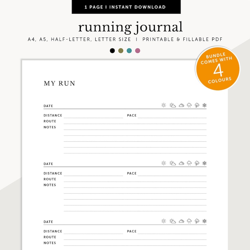 Running Log - Etsy
