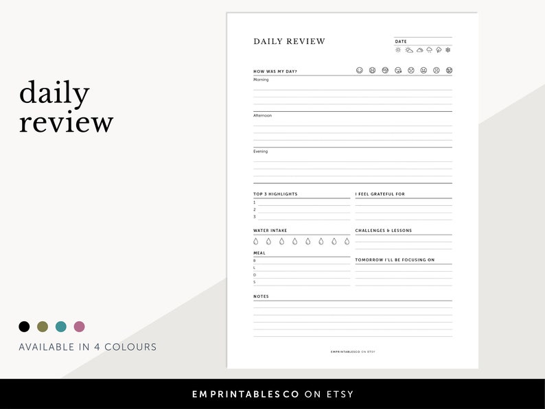 Daily Weekly Monthly Review, Weekly Review, Daily Reflections, Monthly ...