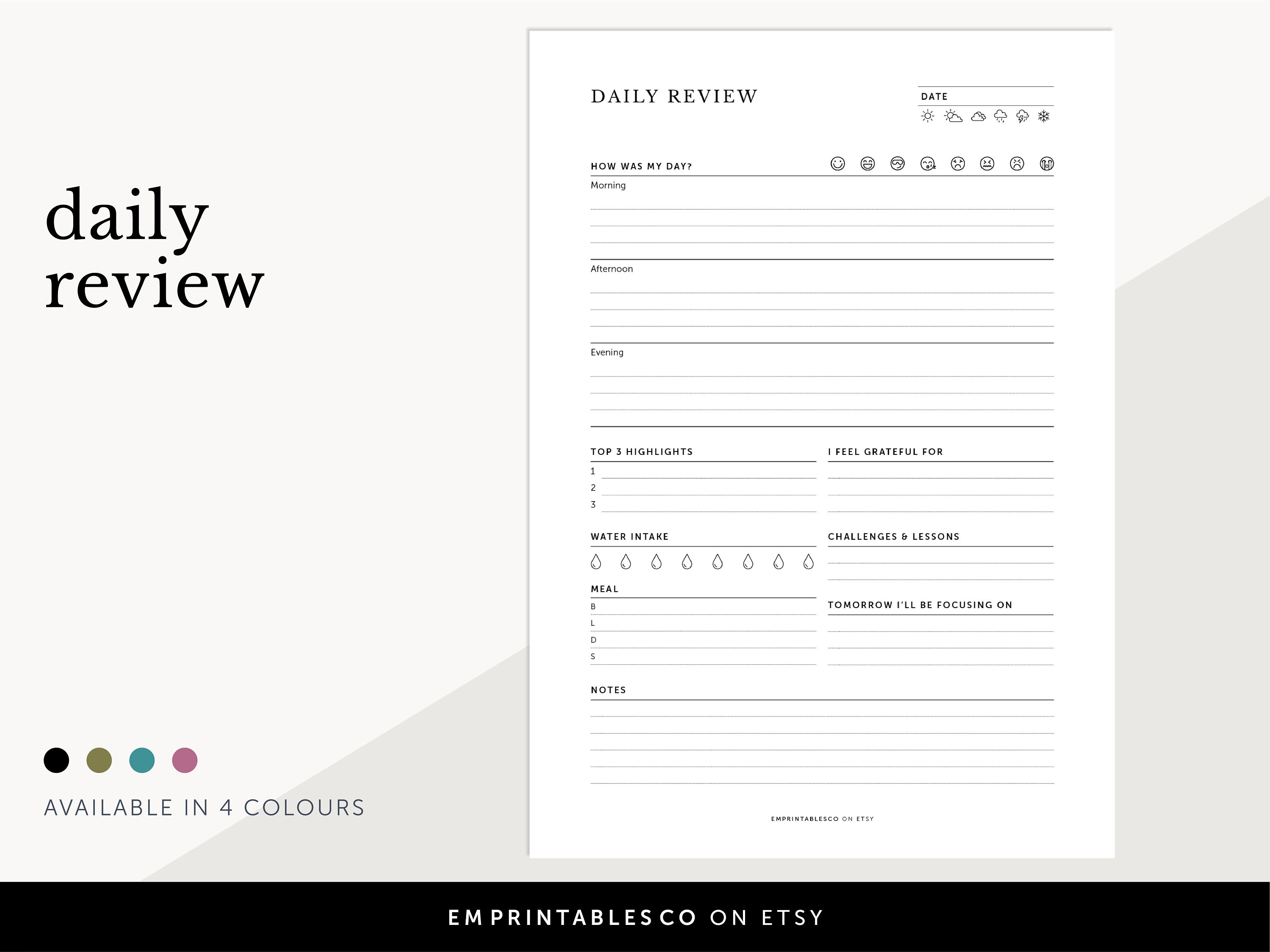 Daily Weekly Monthly Review, Weekly Review, Daily Reflections, Monthly ...