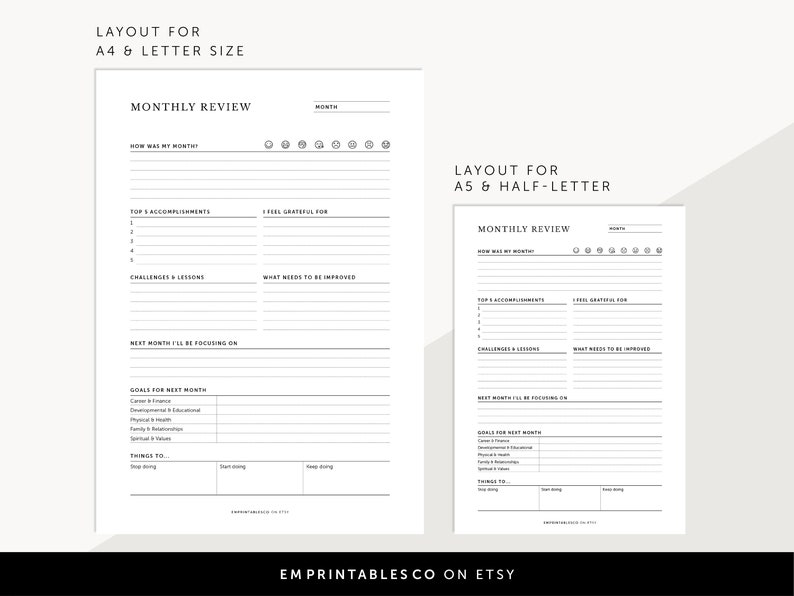 Daily Weekly Monthly Review, Weekly Review, Daily Reflections, Monthly ...