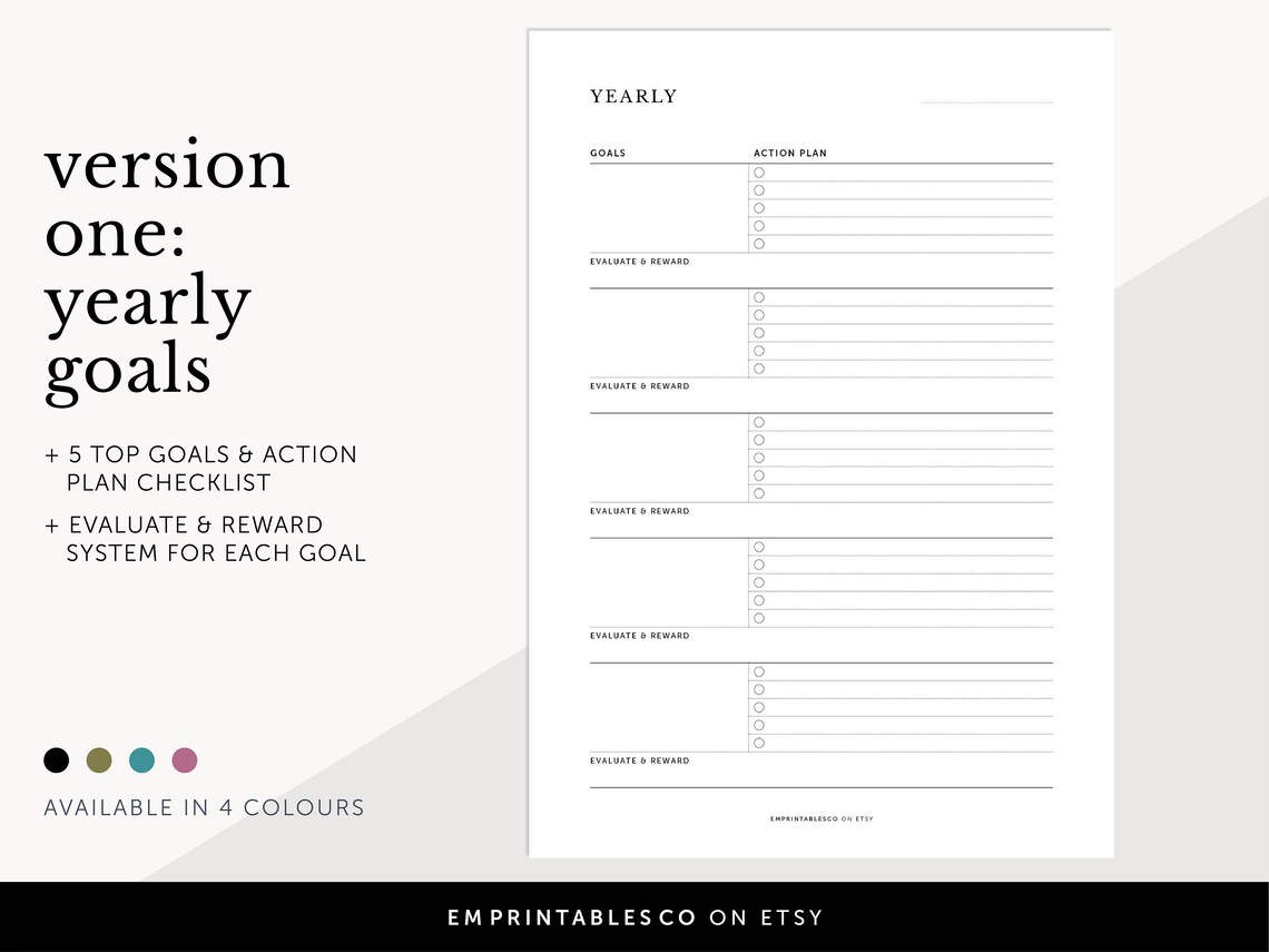 Goals and Action Plan, Yearly Goals, Quarterly Goals, Monthly Goals ...