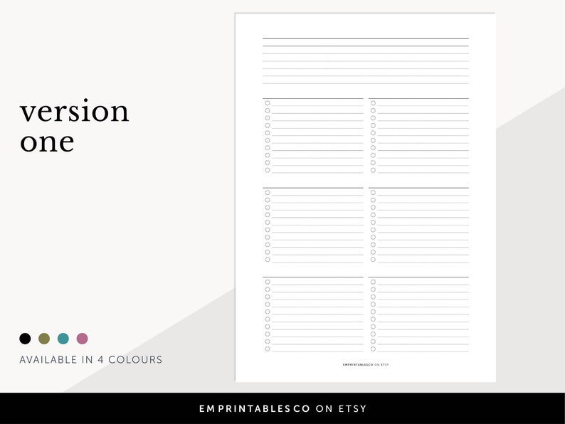 Blank Notes Template With Checklist, Blank to Do List With Focus Areas ...