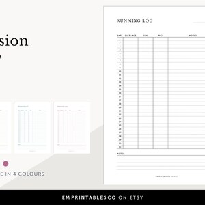 30 Day Running Log, Monthly Running Log, Running Journal, Monthly Run ...