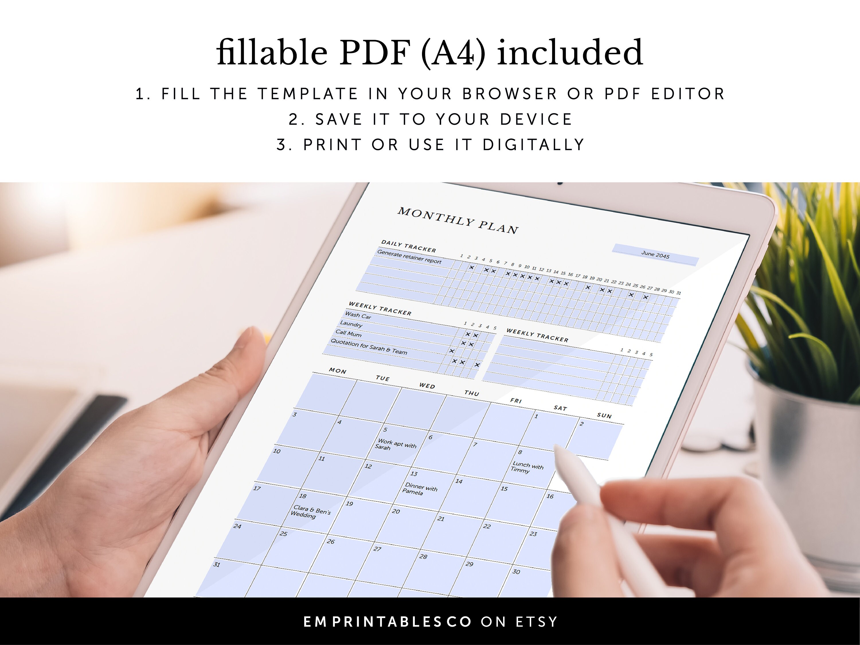 Daily Weekly Tracker, Monthly Planner, Monthly Schedule, 30 Day Tracker ...