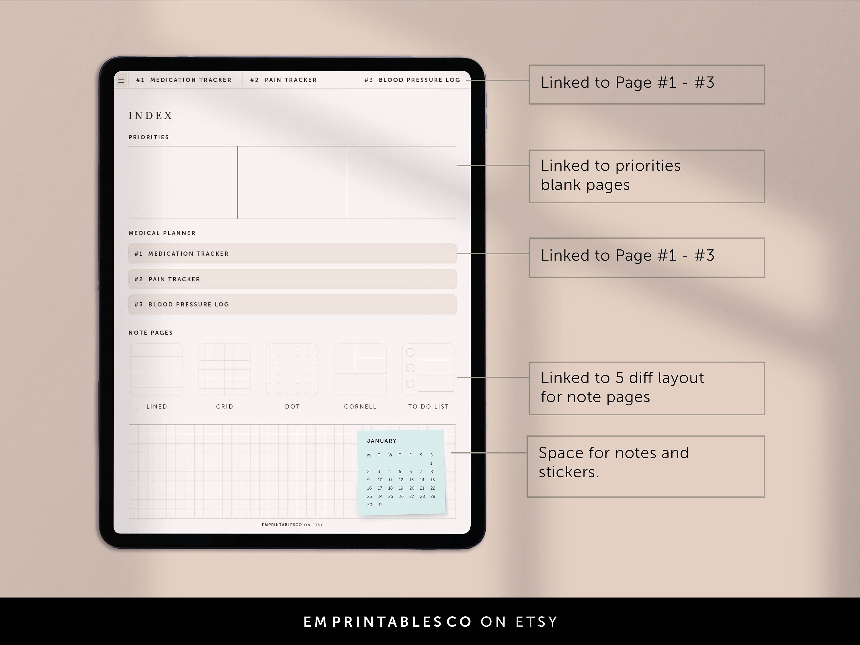 Digital 30-day Medical Planner, Health Logbook, Medication Tracker ...