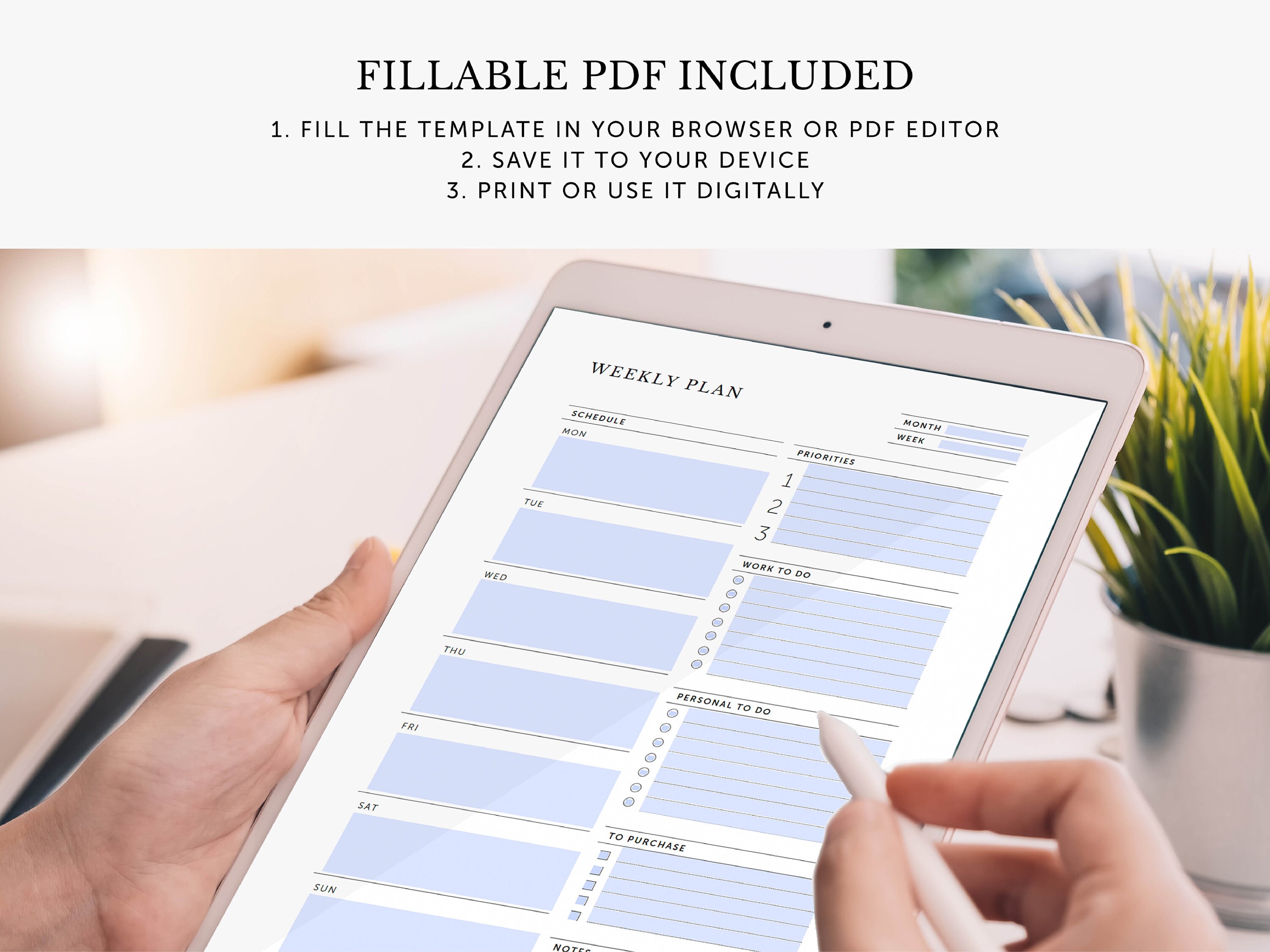 Work From Home Weekly Planner, Printable Organizer, Planner Set ...