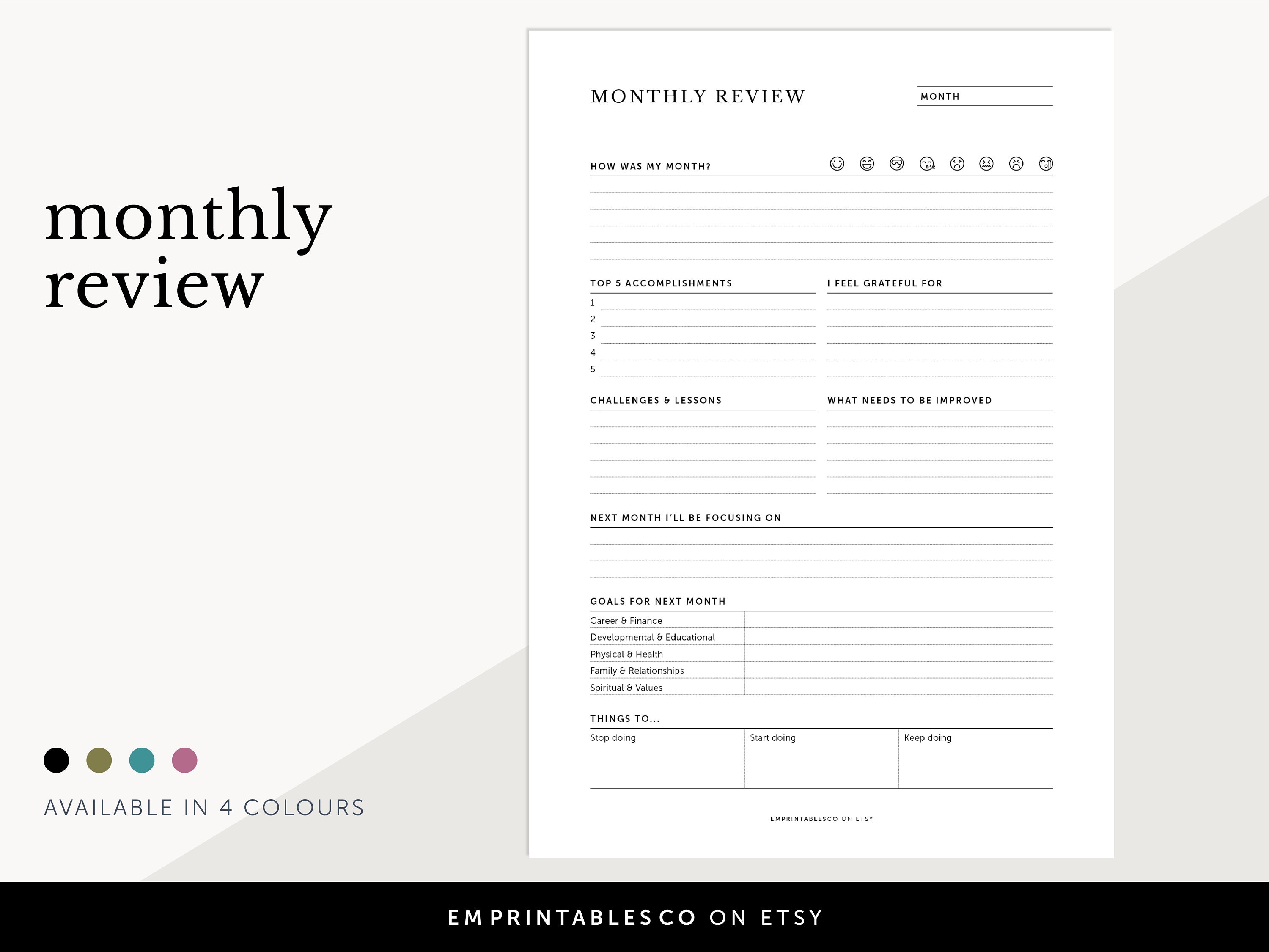 Daily Weekly Monthly Review, Weekly Review, Daily Reflections, Monthly ...