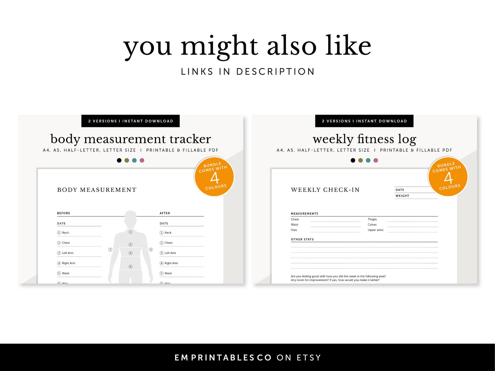 Fitness Tracking Chart, Body Measurement Tracker, Fitness Log, Workout ...