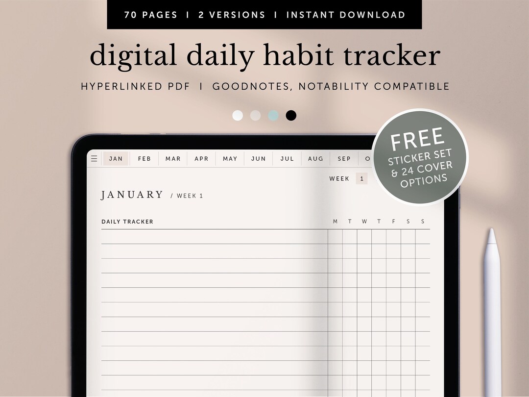 Digital Daily Habit Tracker, Digital Chore Tracker, Weekly Tracker ...