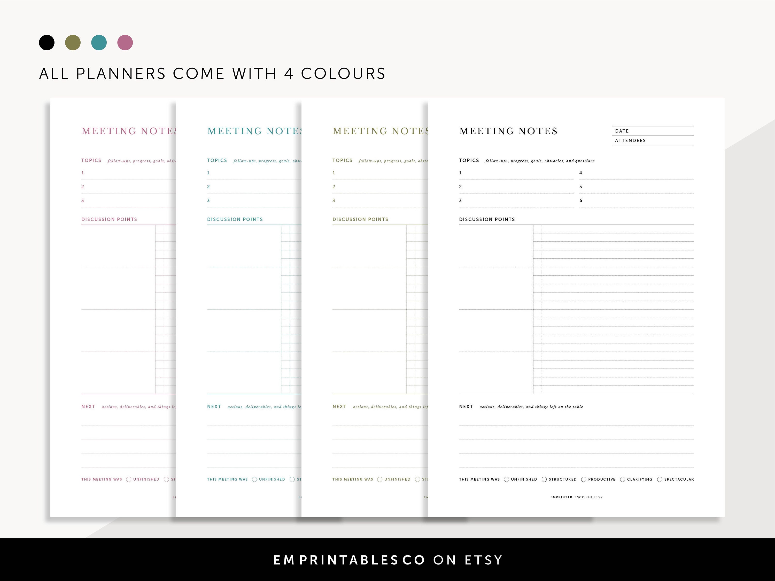 Meeting Notes Templates Bundle, Project Notes Bundle, Meeting ...