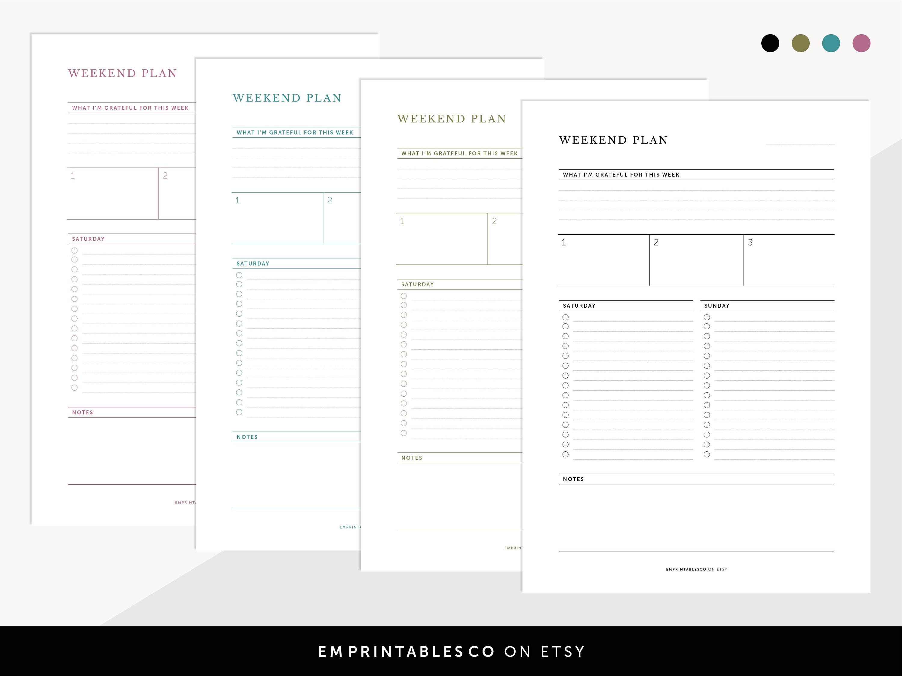 Weekend Planner, Saturday and Sunday Planner, Weekend Schedule, Weekend ...