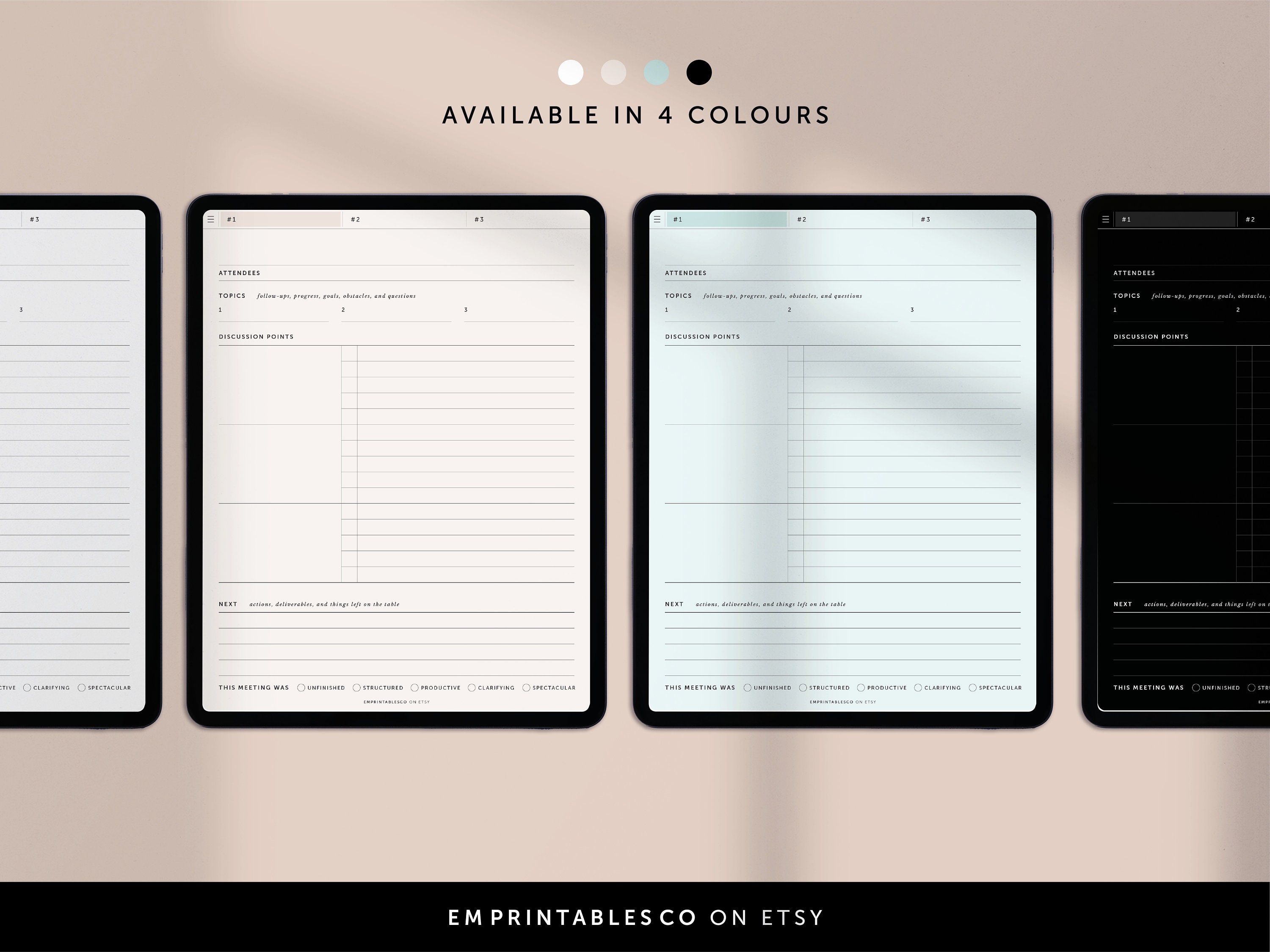Digital Meeting Notes Template, Digital Meeting Minutes, Digital Work ...