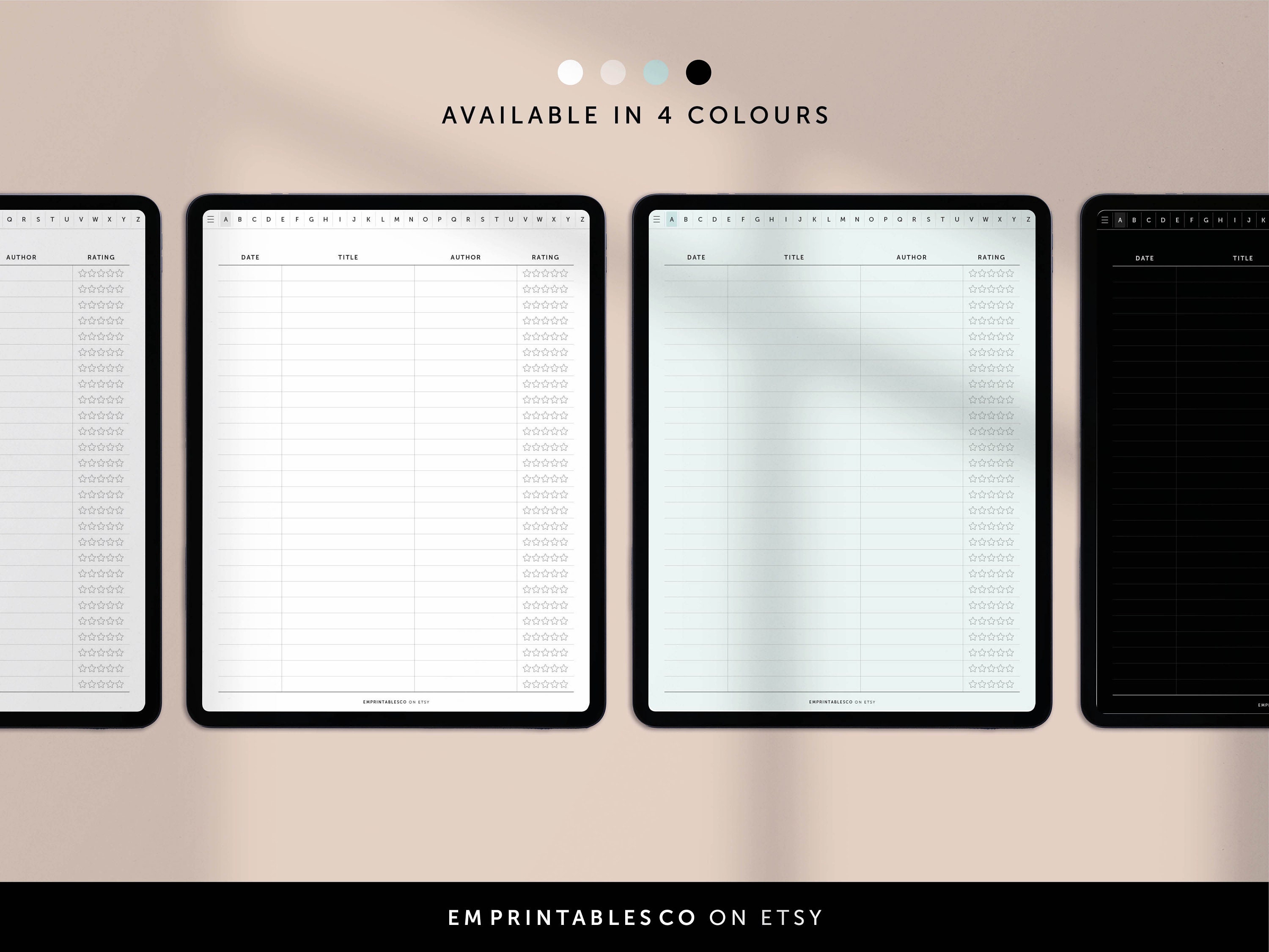 Digital Reading Log, Alphabetical Book Review, Reading Journal, Book ...