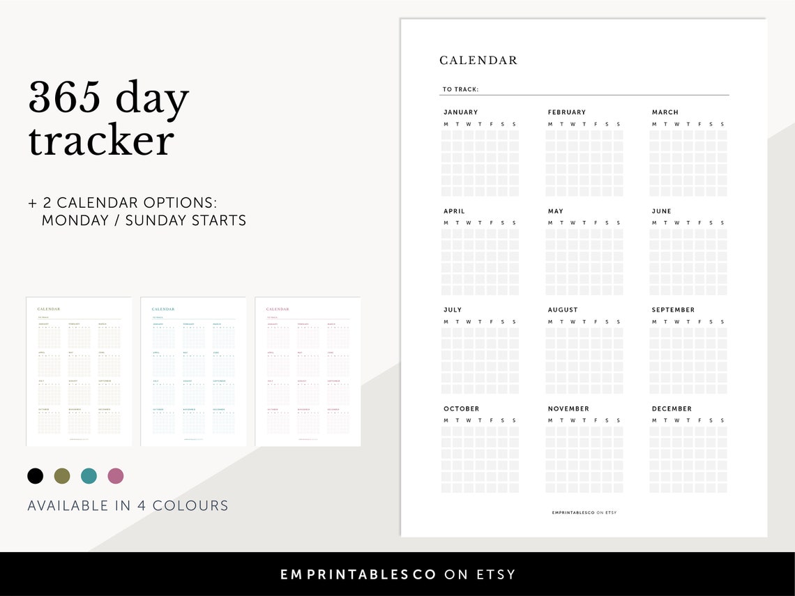 365 Day Habit Tracker, Routine Tracker, Weekly Tracker, Monthly to Do ...