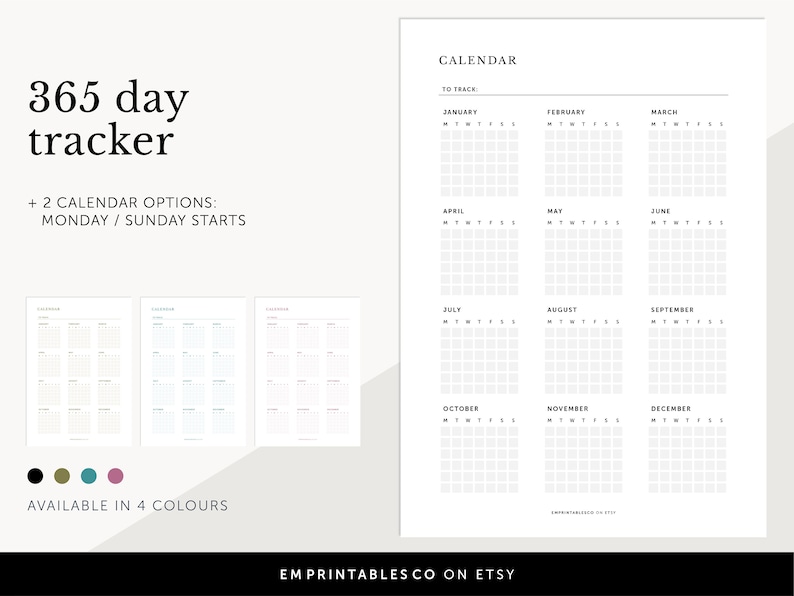 365 Day Habit Tracker, Routine Tracker, Weekly Tracker, Monthly to Do ...