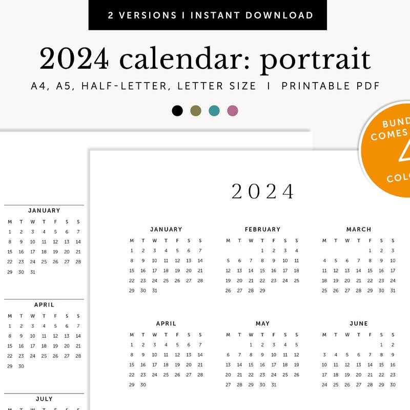 Printable 2024 Calendar - Etsy