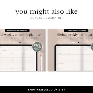 Digital Weekly Monthly Planner, Digital Weekly Notes, Weekly Journal ...