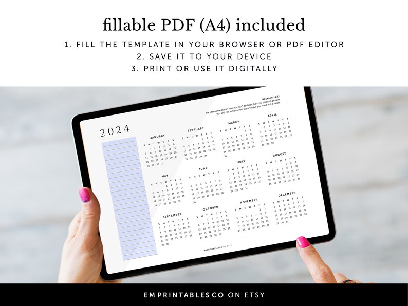 2024 Calendar With Bible Verses, 2024 Christian Planner, 2024 Yearly ...