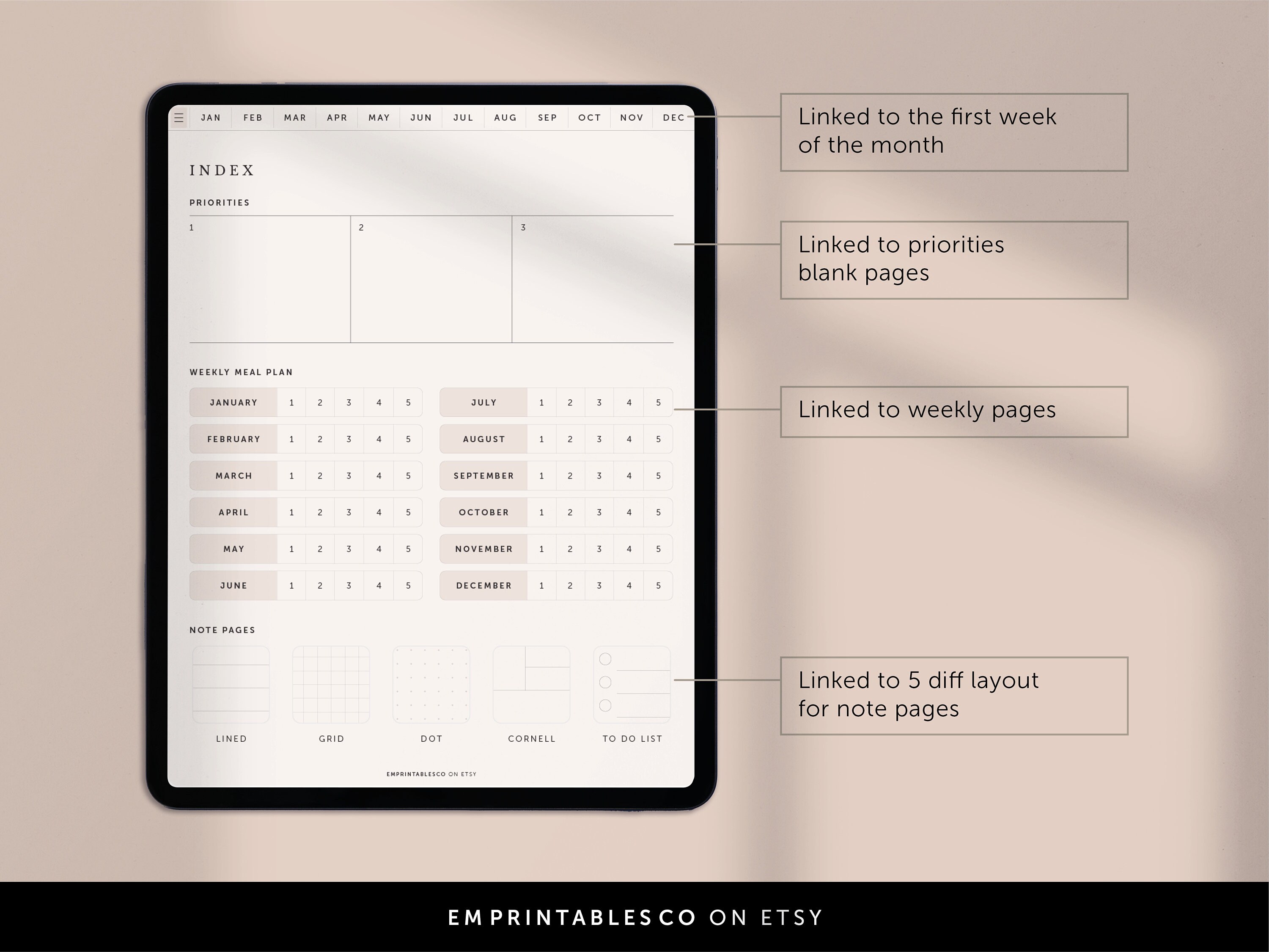 Digital Meal Planner With Grocery List, Goodnotes Weekly Meal Planner ...