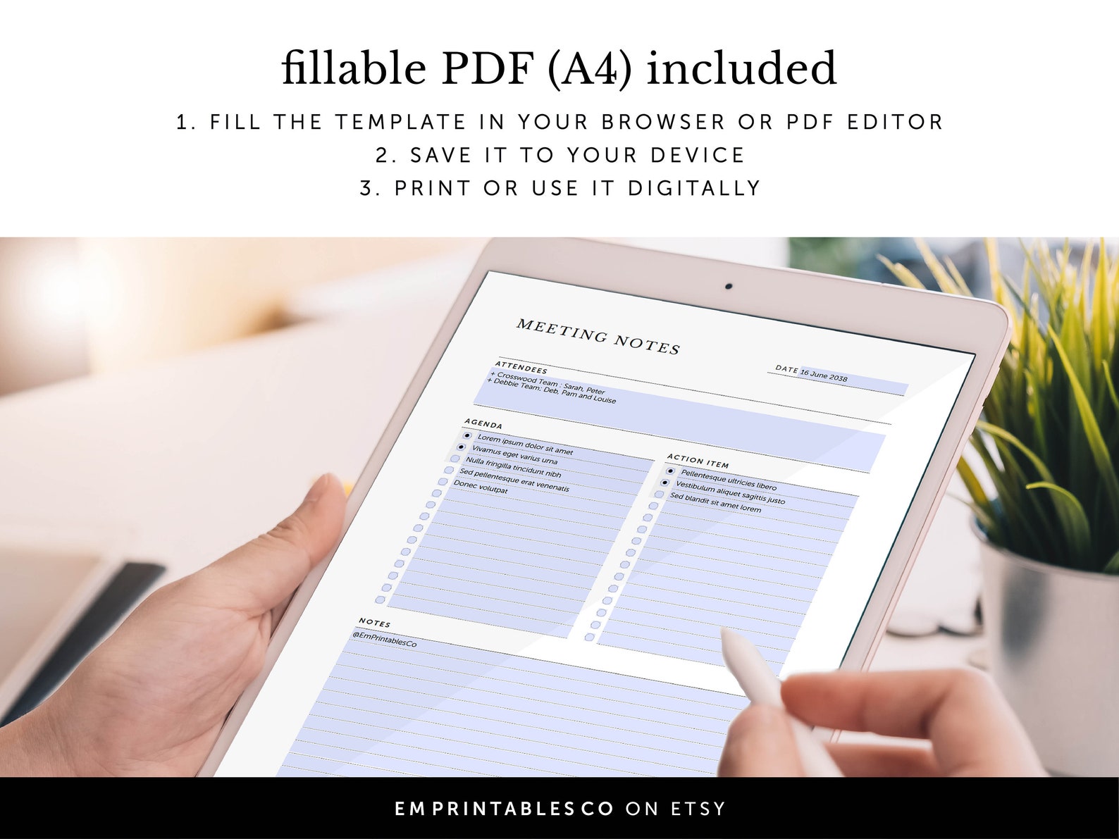 Meeting Agenda Template, Action Plan, Meeting Notes Template, Meeting ...