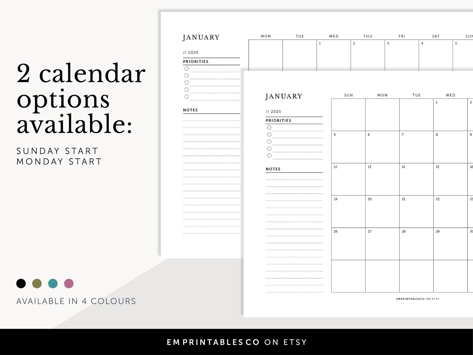 2025 Monthly Calendar, 2025 Monthly Overview, 2025 Landscape Monthly ...
